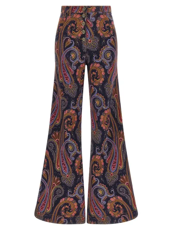 Etro Paisley Printed Flared Jeans - Multicolor