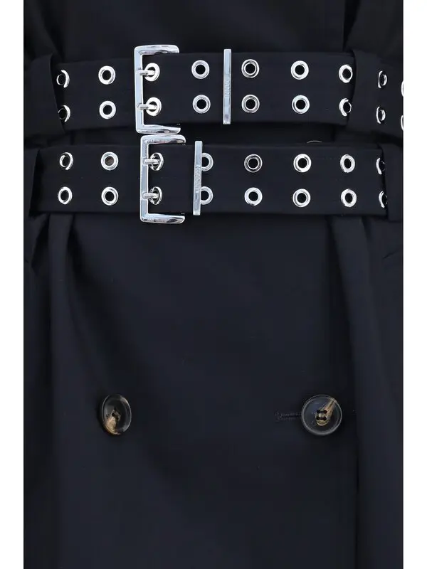 GANNI Cotton Double-breasted Trench Coat