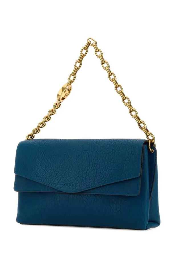 Gucci Teal Green Leather Large Shoulder Bag