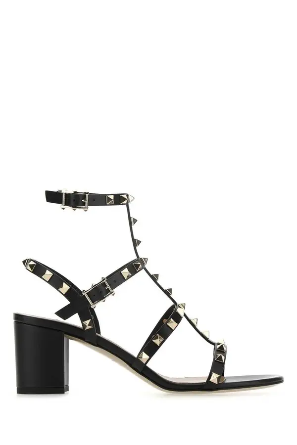 Valentino Garavani Leather Rockstud Sandals - Black