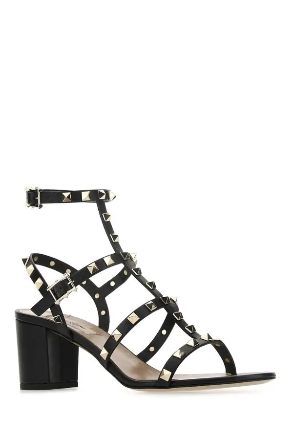 Valentino Garavani Leather Rockstud Sandals - Black