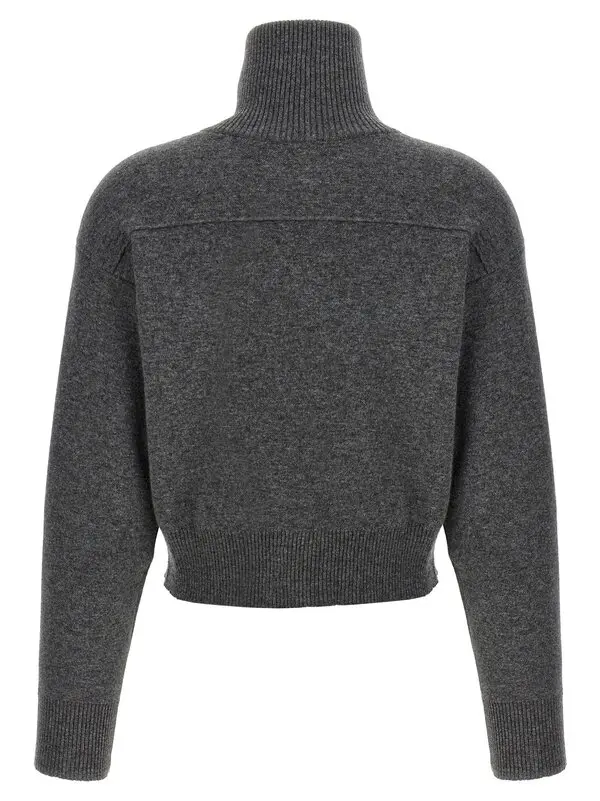 Brunello Cucinelli Shiny Zipper Pull' Wool Cardigan