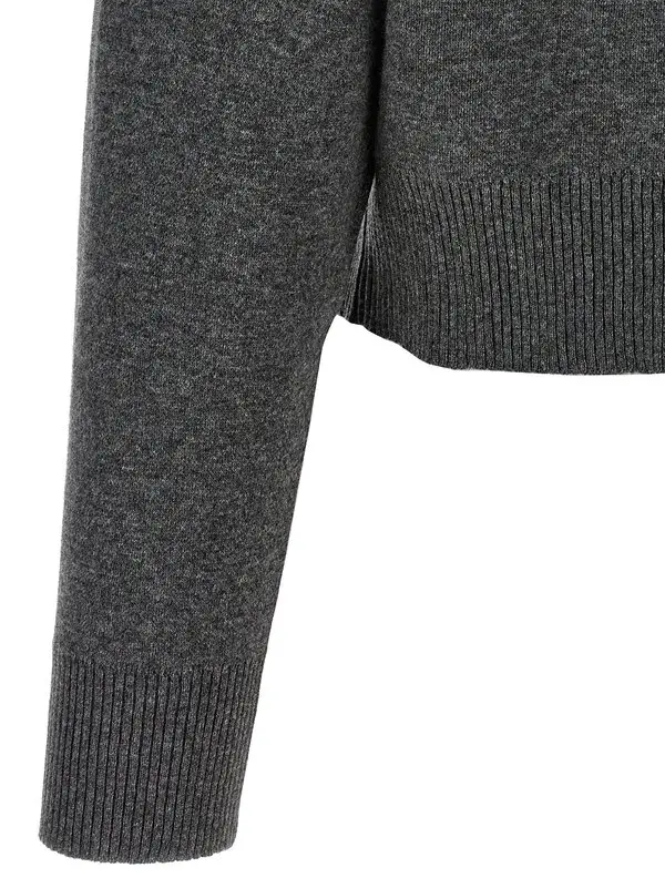 Brunello Cucinelli Shiny Zipper Pull' Wool Cardigan