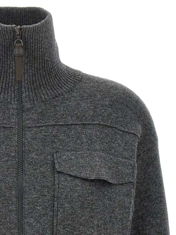 Brunello Cucinelli Wool Cardigan - Gray