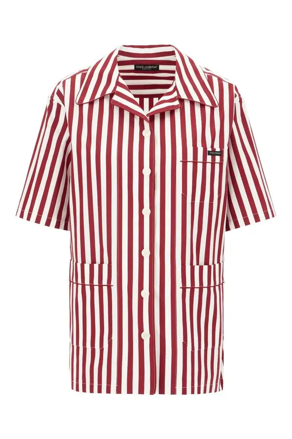 Dolce & Gabbana Striped Short Sleeve Button Up Shirt - Multicolor