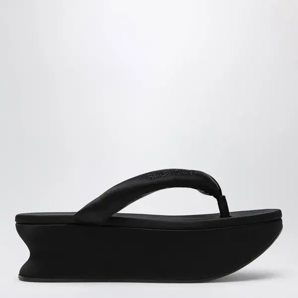 Balenciaga Gaeta Thong Sandals In Satin - Black