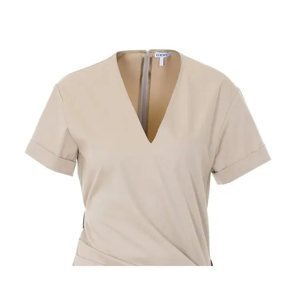 Loewe Belted Silk And Cotton Dress - Cream