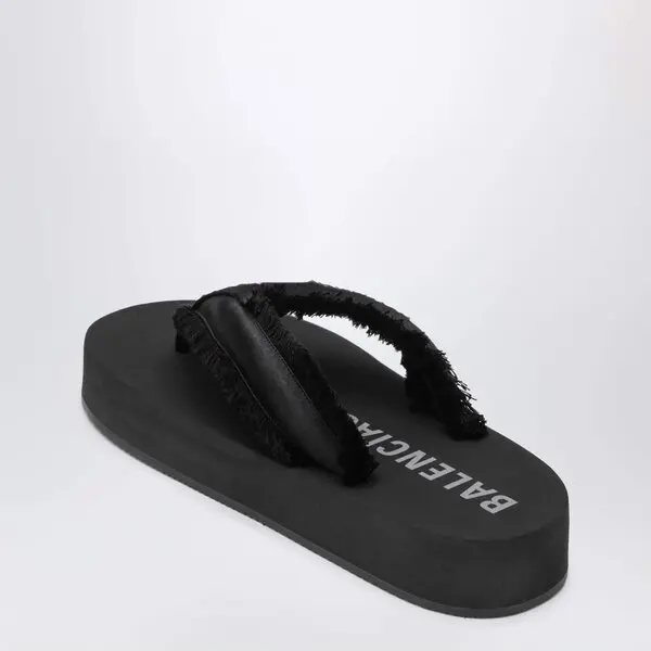 Balenciaga Jet Lag Thong Sandals In Satin - Black