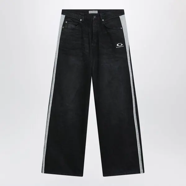Balenciaga Denim Trousers With Dark And Black Trims - Brown