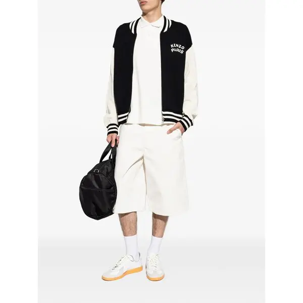 Kenzo Embroidered Logo Zip-up Knit Sweatshirt - Black