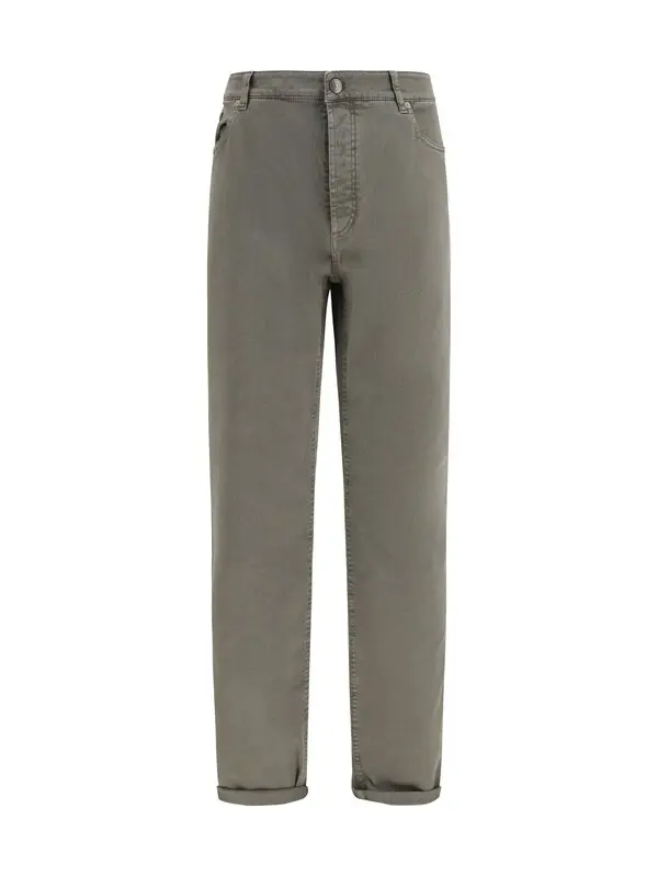 Brunello Cucinelli Jeans With Turn-up Hem - Green