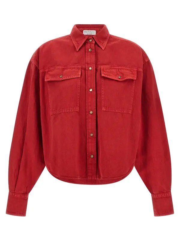 Brunello Cucinelli Cotton And Linen Shirt - Red