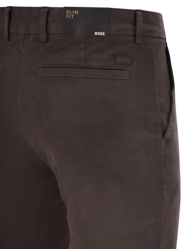 BOSS Slim Fit Stretch Cotton Chino Trousers - Brown