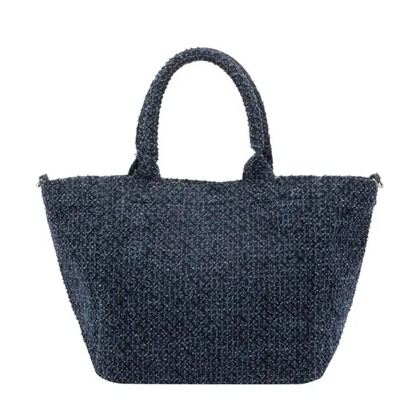 GANNI Tweed Denim Small Bear Tote