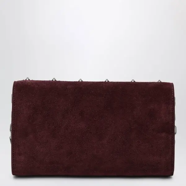 CHRISTIAN LOUBOUTIN Paloma Studded Suede Wallet On Chain - Black