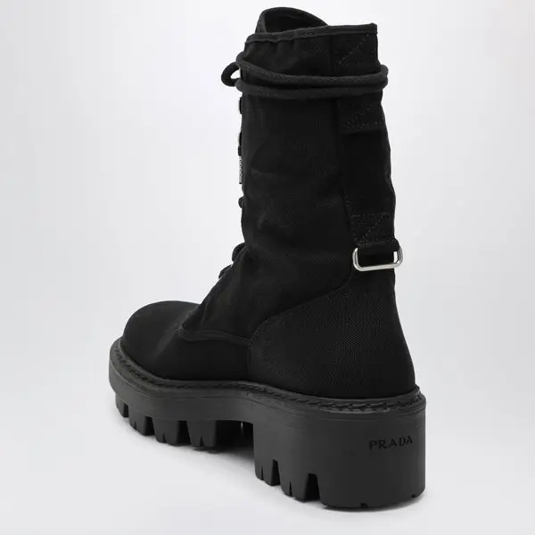 Prada Canvas Lace-up Ankle Boots