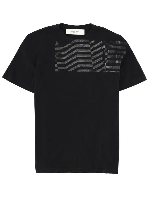 GOLDEN GOOSE Flag Print Cotton T-shirt - Black