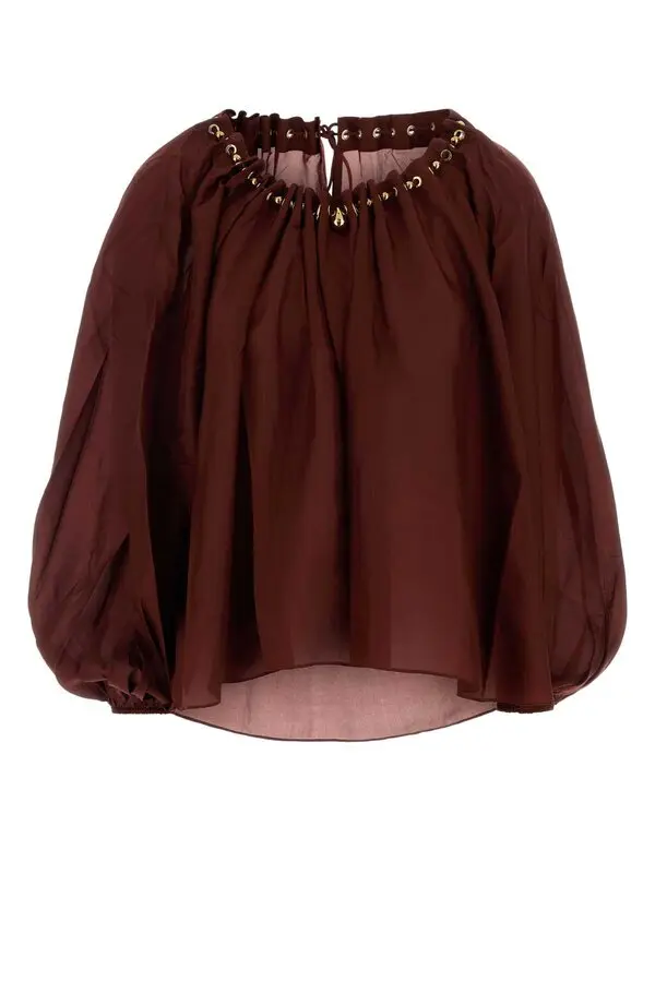 Zimmermann Burgundy Silk Aster Blouse