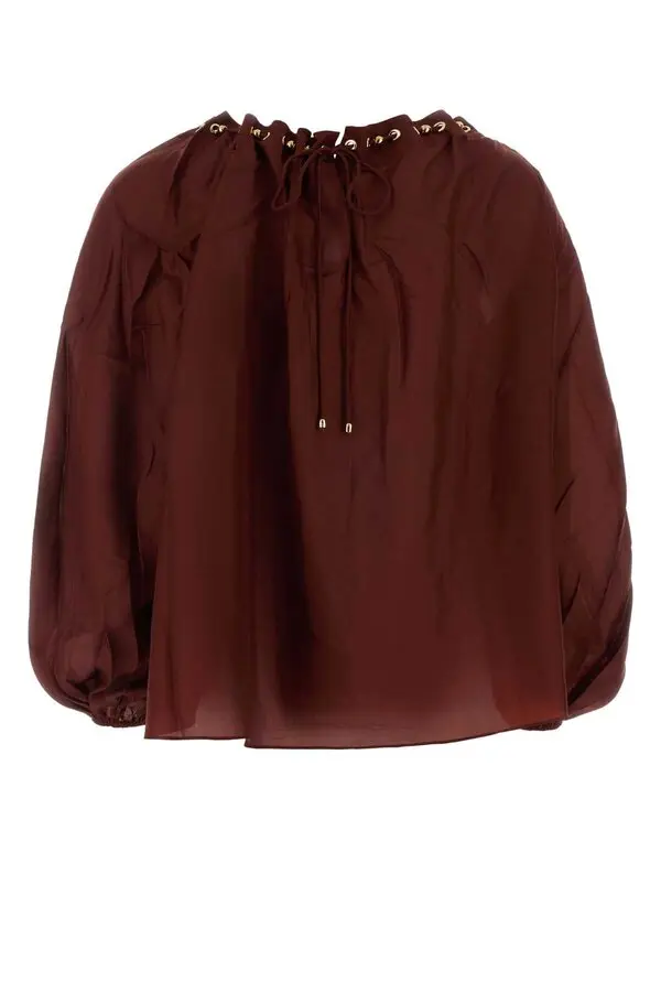 Zimmermann Burgundy Silk Aster Blouse