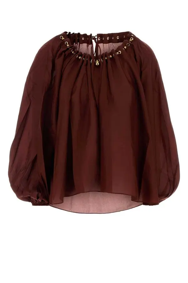 Zimmermann Burgundy Silk Aster Blouse - Red