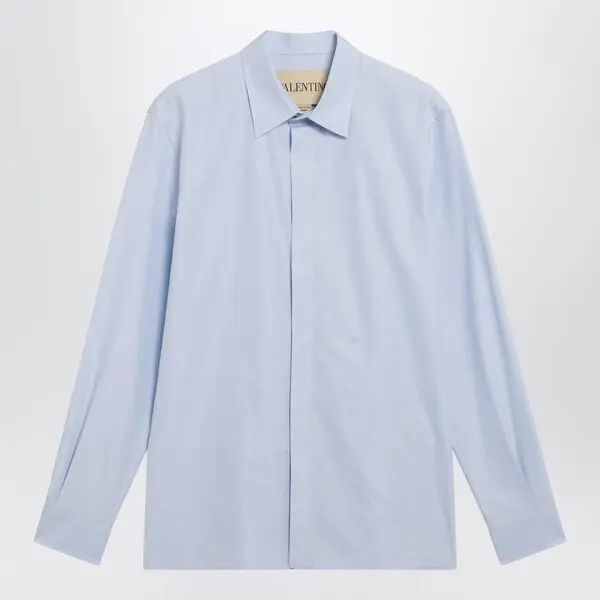 Valentino Garavani Light Fil-ã -fil Cotton Shirt With Vlogo Embroidery