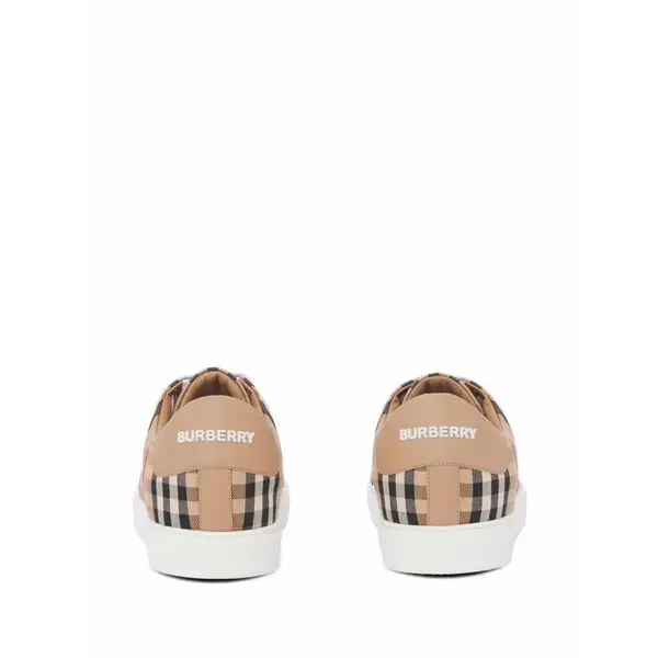 Burberry Check Pattern Low Top Sneakers - Cream