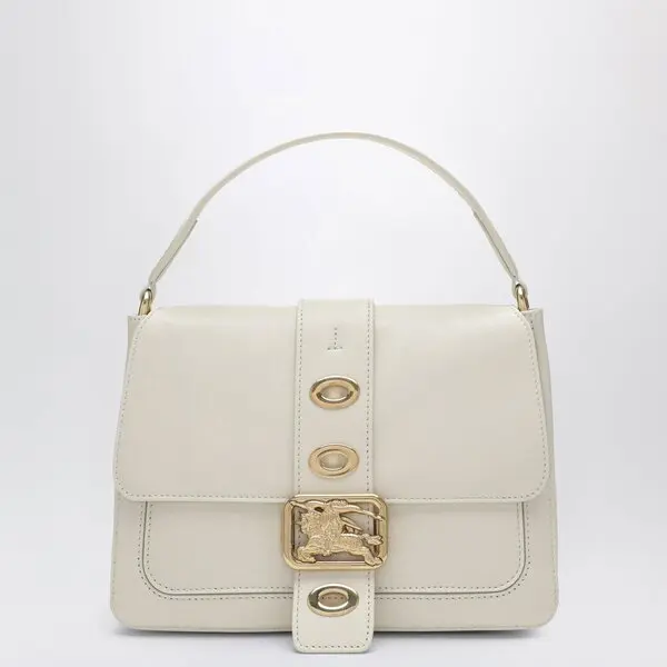 Burberry Small Rider Shoulder Bag In Beige Lambskin - Cream