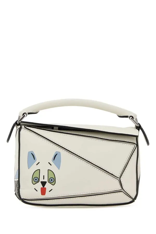 Loewe Leather Mini Puzzle Handbag - White
