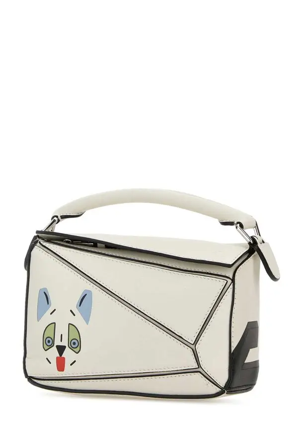 Loewe Leather Mini Puzzle Handbag - White