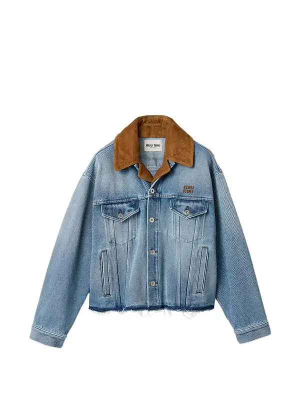 Miu Miu Denim And Leather Blouson Jacket - Multicolor