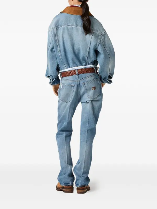 Miu Miu Denim And Leather Blouson Jacket
