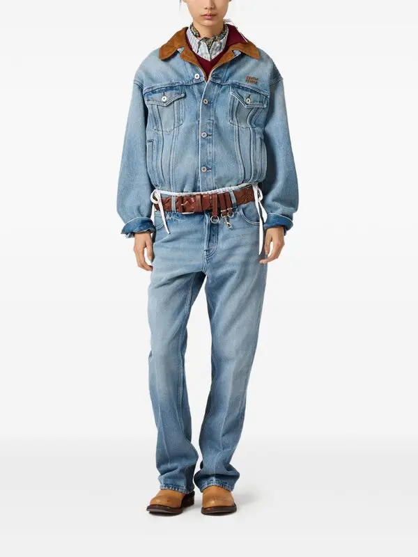 Miu Miu Denim And Leather Blouson Jacket