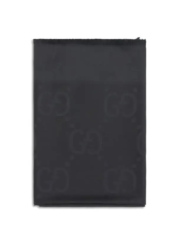 Gucci Scarf In Wool And Silk - Black