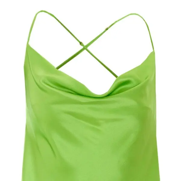 Saint Laurent Silk Satin Bare Back And Hooded Back Neck Dress