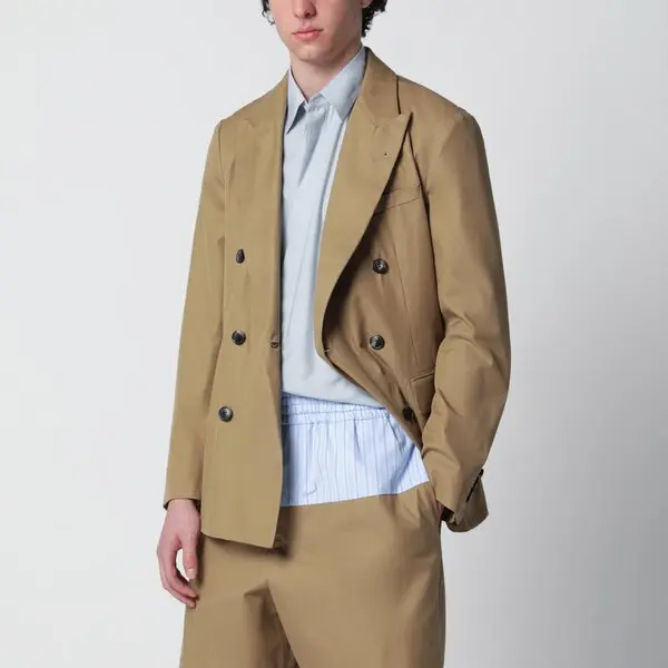 Dries Van Noten Camel Double-breasted Jacket - Cream