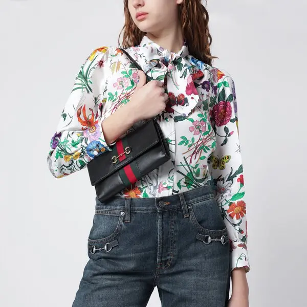 Gucci Horsebit Web Wallet With Strap