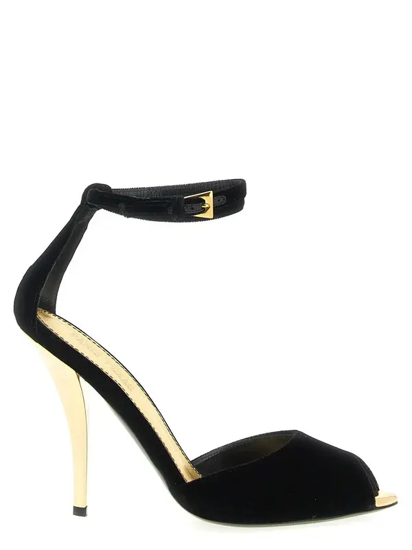 Paris Texas Jessica Open-toe Velvet Sandals - Black