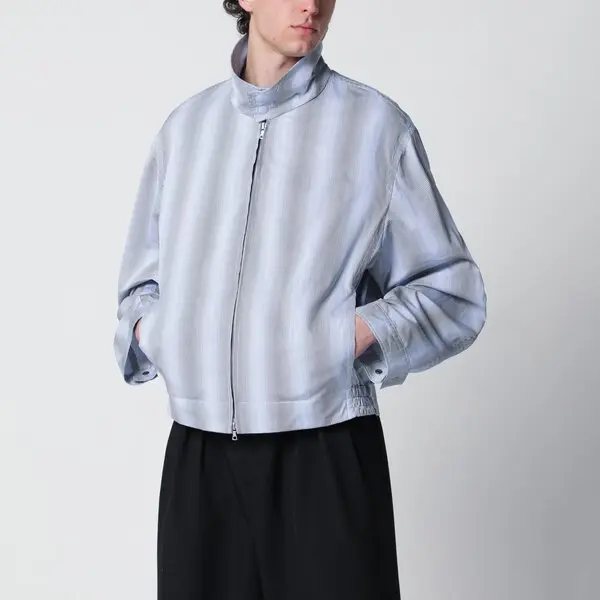 Dries Van Noten Textured Striped Zip Jacket - Blue