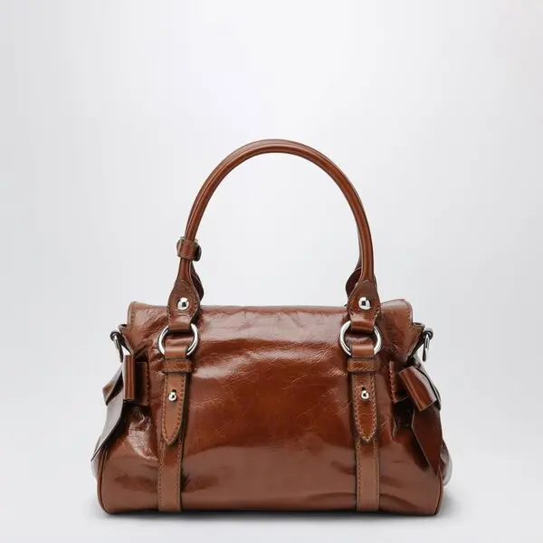 Miu Miu Medium Top-handle Bag In Glossy Palisander Leather - Brown