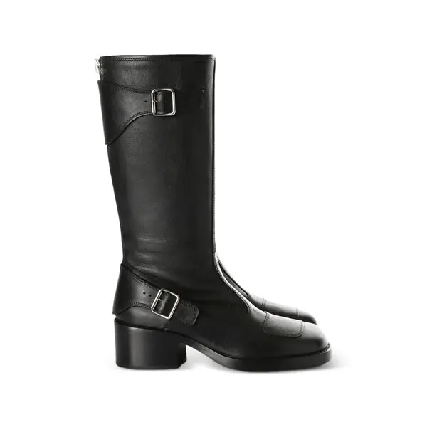 ANN DEMEULEMEESTER Leather Buckled Boots - Black