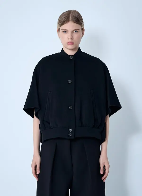 Max Mara Cashmere Cropped Sleeve Jacket - Black