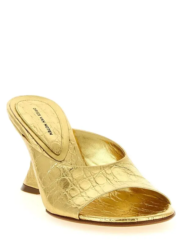 Dries Van Noten Curved Wedge Mules - Gold