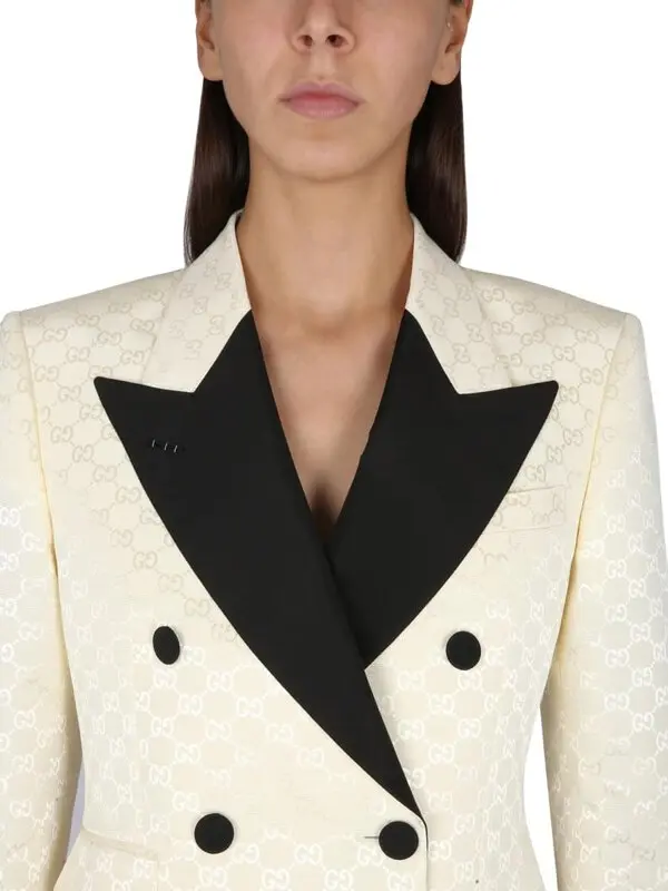Gucci Cotton Gg Monogram Jacket - Cream