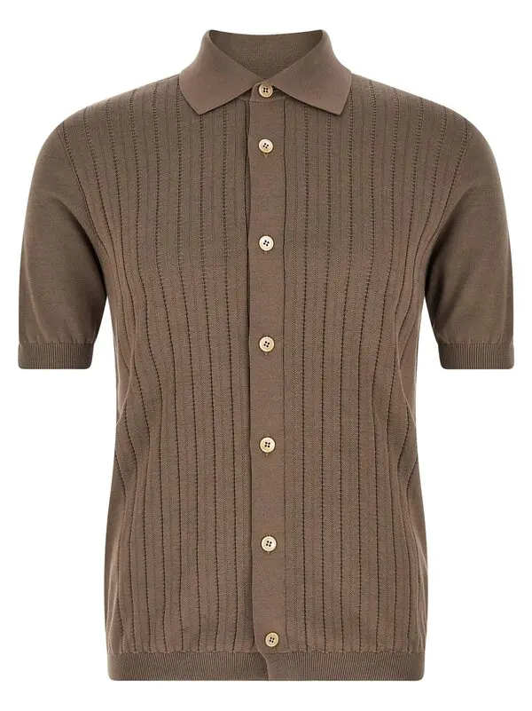Brunello Cucinelli Operated Ribbed Shirt - Brown