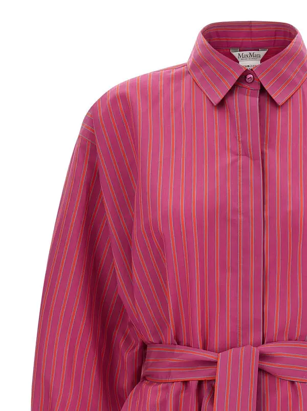 Max Mara Striped Cotton Poplin Chemisier Dress