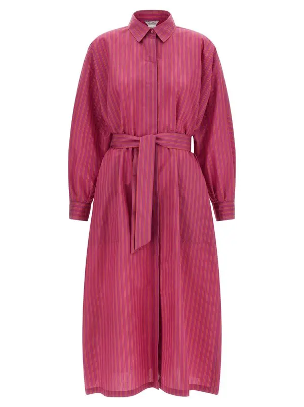 Max Mara Striped Cotton Poplin Dress - Purple