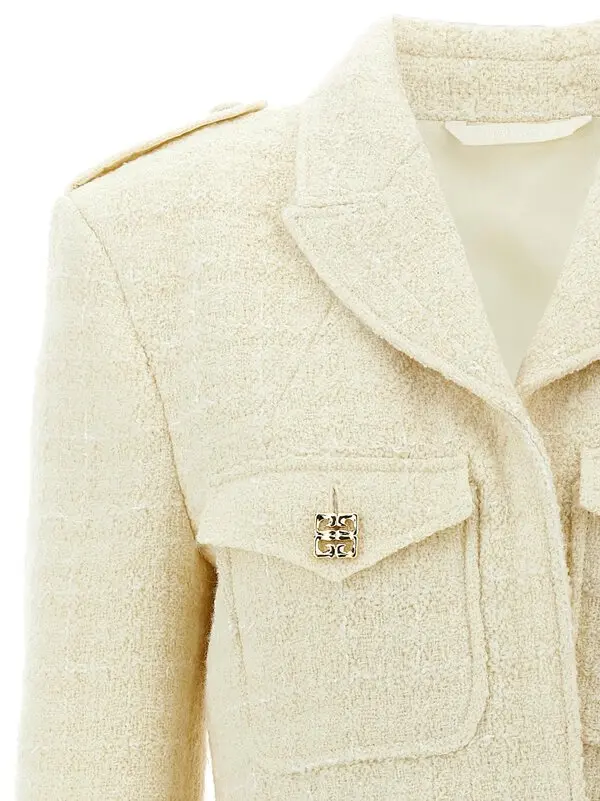 Givenchy Wool Tweed Military Blazer - White