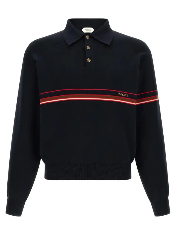 Versace Inlaid Striped Polo Shirt