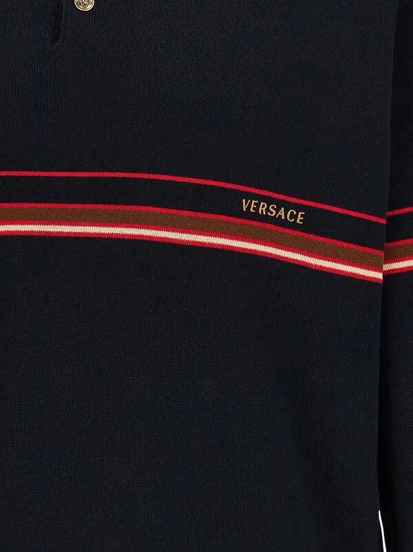 Versace Inlaid Striped Polo Shirt