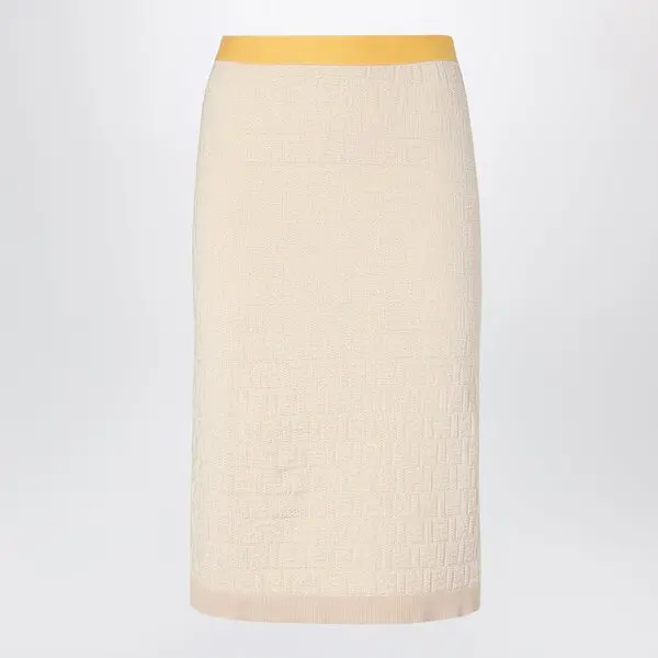 Fendi Light Beige Cotton And Silk Skirt